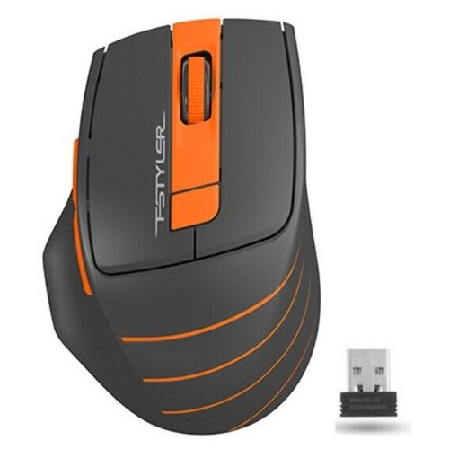Мышь компьютерная A4 Fstyler FG30, беспроводная, 2000dpi, серый/оранжевый