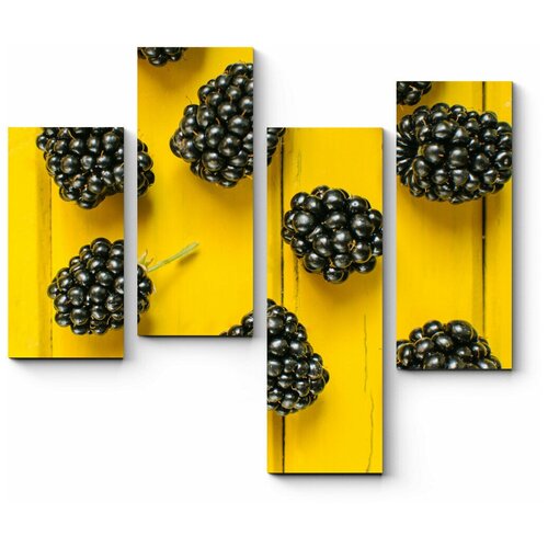 Модульная картина Ежевика на желтом 134x126