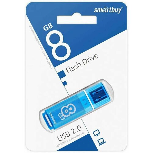 USB-флешка Smart Buy Glossy SB8GBGS-B, голубая, 8GB, 1 шт.