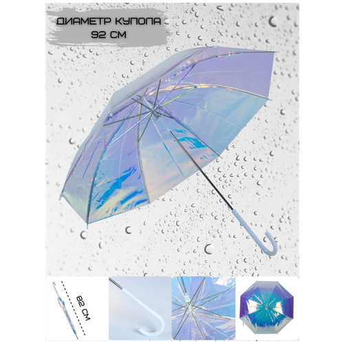 Зонт-трость ЭВРИКА подарки и удивительные вещи, полуавтомат, купол 92 см, 8 спиц, для женщин, голубой