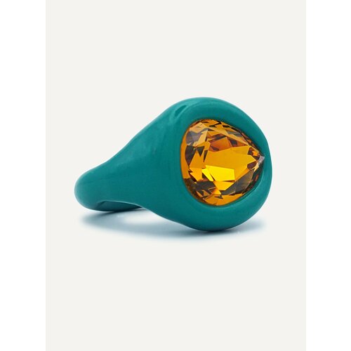 Кольцо Кольцо изумрудное с кристаллом Otevgeni, кристаллы Swarovski, размер 18, горчичный, мультиколор