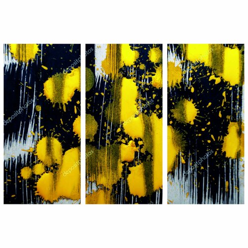 Модульная картина "Желтые пятна" (Размер:90х60см (28х60,28х60,28х60))
