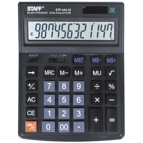 Калькулятор бухгалтерский STAFF STF-444-12, черный