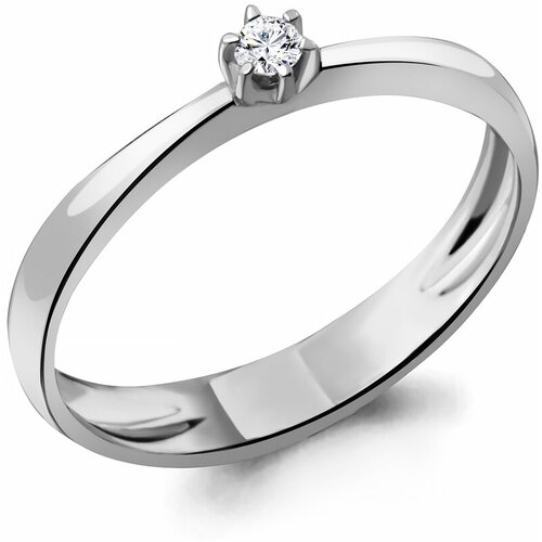 Кольцо помолвочное Diamant online, белое золото, 585 проба, бриллиант, размер 15.5