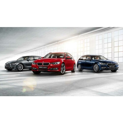 Картина на холсте 60x110 Альянс Лес "2015 BMW Touring 3 series" на подрамнике / интерьер/ декор