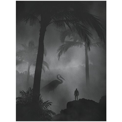 Постер / Плакат / Картина Темное фэнтези - Цапля 50х70 см в раме