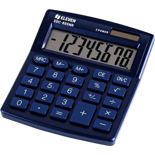 Калькулятор настольный Eleven SDC-805NR-NV, 8 разр, двойное питание, 127*105*21мм, темно-синий