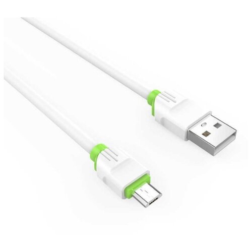 Кабель LDNIO USB - microUSB (LS34), 1 м, белый/зеленый