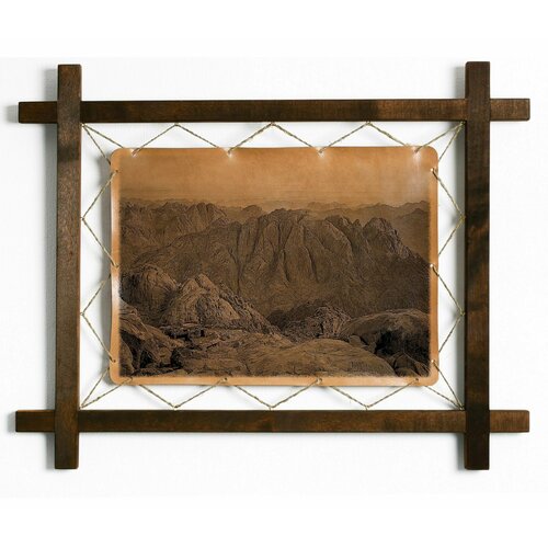 Картина Гора Синай, гравировка на натуральной коже, интерьерная для украшения и декора на стену в деревянной раме, подарок, BoomGift