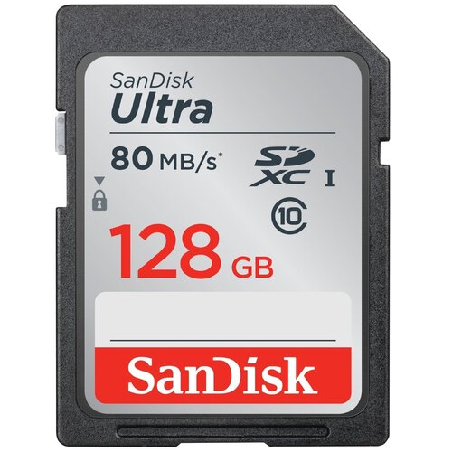 Карта памяти SanDisk SDXC 128 ГБ Class 10, UHS-I U1, R 80 МБ/с, 1 шт.