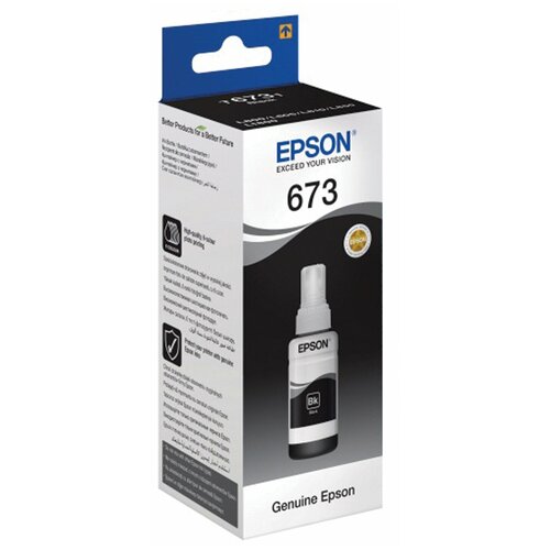 Чернила EPSON 673 (T6731) для СНПЧ Epson L800/L805/L810/L850/L1800, черные, оригинальные, C13T67314A - 1 шт.