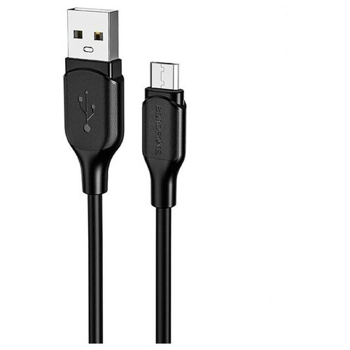 Кабель Borofone BX42, microUSB - USB, 2.4 А, 1 м, TPE оплётка, чёрный