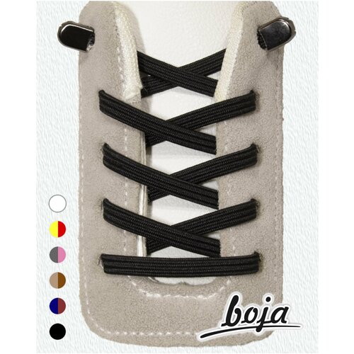 Шнурки для обуви BOJA (LUX), плоские, эластичные, черные, 100 см
