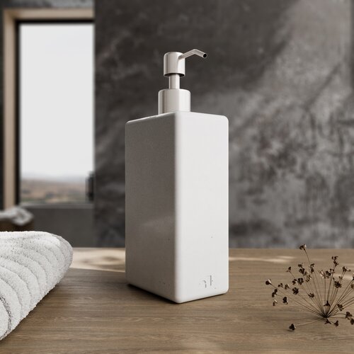 Дозатор для жидкого мыла, моющего средства в ванную и кухню "Oxford" 250 мл. арт бетон белый