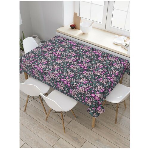 Скатерть прямоугольная JoyArty на кухонный стол "Орнамент ягод и цветков" из оксфорда, 180x145 см