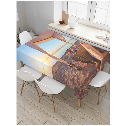 Скатерть прямоугольная JoyArty на кухонный стол "Навес на песке" из оксфорда, 180x145 см