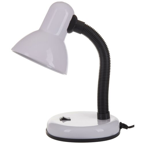 Настольная лампа, цоколь Е27 / Светильник настольный, Белый цвет / Металлический плафон. Выключатель на корпусе