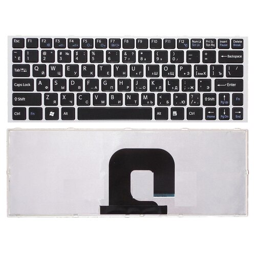 Клавиатура для ноутбука Sony Vaio VPC-YA VPC-YB черная с серебристой рамкой