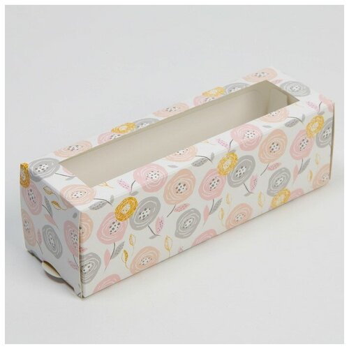 Коробка для макарун «Цветочки», 5.5 × 18 × 5.5 см(5 шт.)