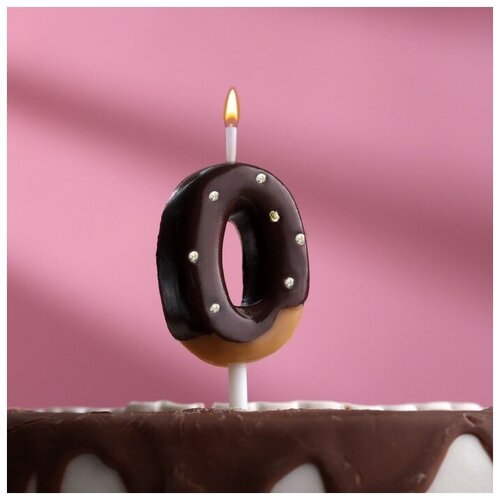 Свеча в торт "Шоколадная глазурь", цифра "0", 7 см