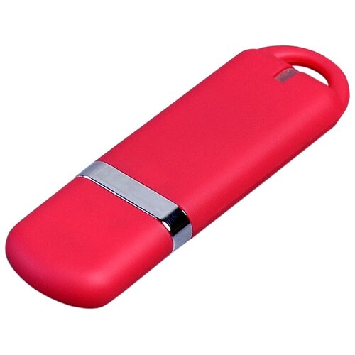 Классическая флешка soft-touch с закругленными краями (16 Гб / GB USB 2.0 Красный/Red 005 Flash drive PL100)