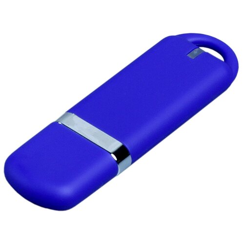 Классическая флешка soft-touch с закругленными краями (128 Гб / GB USB 3.0 Синий/Blue 005 Flash drive от оптового интернет магазина)