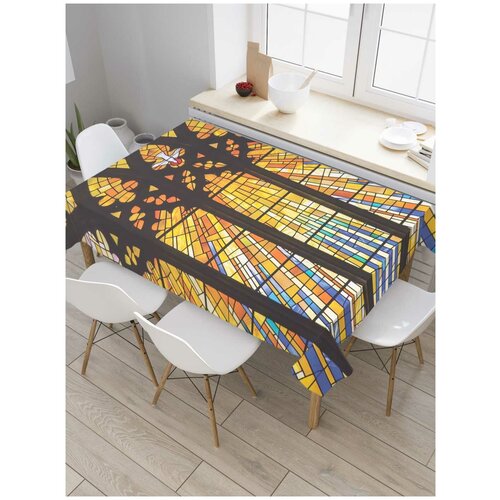 Скатерть прямоугольная JoyArty на кухонный стол "Витражное величие" из оксфорда, 120x145 см