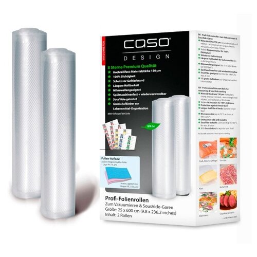 Caso Рулоны 25X600 для вакуумного упаковщика, 25х600 см, 150 мкм, 2 шт.