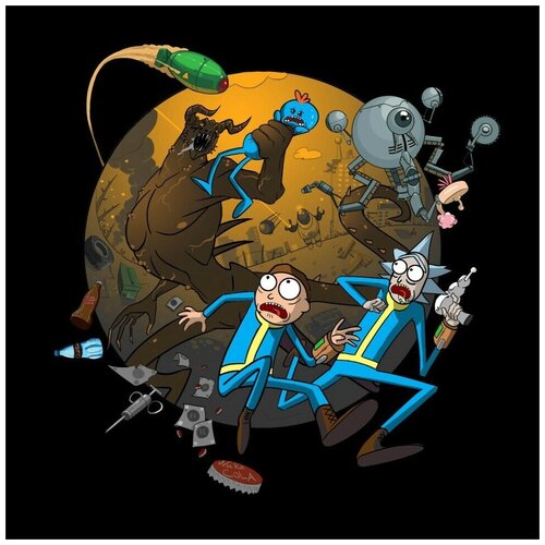 Плакат, постер на бумаге Rick and Morty-Fallout Mash Up/Рик и Морти/. Размер 30 х 42 см