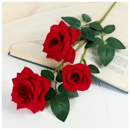 Цветы искусственные Роза триада 7х62 см, красный