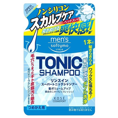 Мужской тонизирующий шампунь для волос KOSE COSMEPORT "Men's Softymo" с цитрусовым ароматом