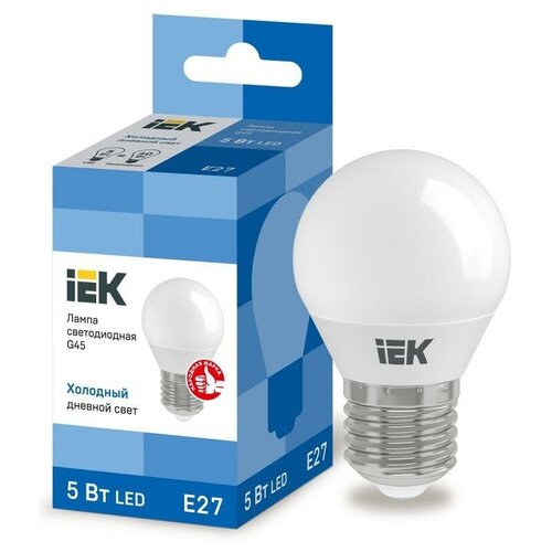 Лампа светодиодная ECO G45 5Вт шар 6500К E27 230В | код LLE-G45-5-230-65-E27 | IEK (7шт. в упак.)