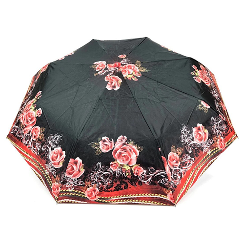 Смарт-зонт GALAXY OF UMBRELLAS, механика, 3 сложения, купол 96 см, 8 спиц, для женщин, красный, черный