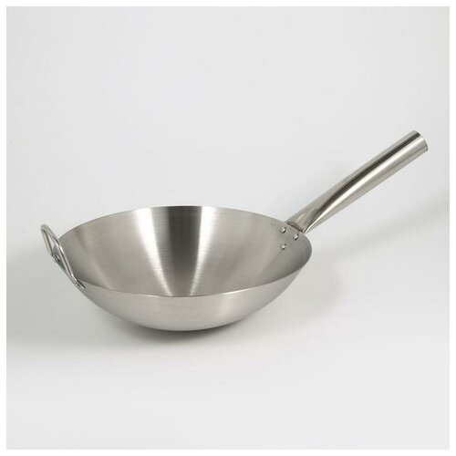 Сковорода-wok КНР "Chief", D 32 см, с ручкой, нержавеющая сталь (6916745)