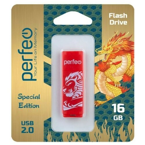 USB Флеш-накопитель USB накопитель Perfeo USB 16GB C04 Red Lion