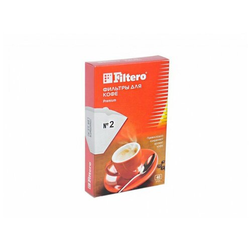 Filtero фильтры для кофе, №2/40, белые для кофеварок с колбой на 4-8 чашек 2/40 Filtero