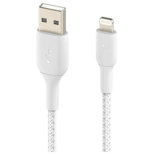 Кабель Belkin Lightning - USB-A, 1m, нейлон, белый (CAA002bt1mWH)