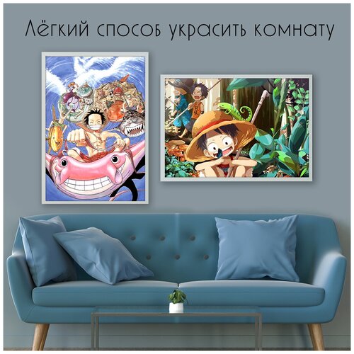 Набор постеров аниме 2шт А3 (30х40) "One Piece" №3. Постеры картины для интерьера, плакаты для детской