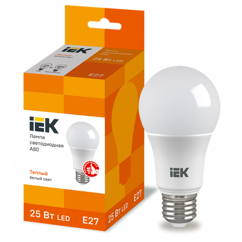 Лампа LED A80 шар 25Вт 230В 3000К E27, IEK LLE-A80-25-230-30-E27 (10 шт.)