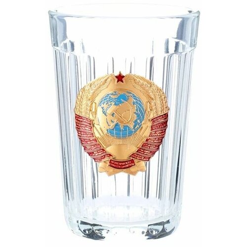 Граненый стакан с гербом СССР под золото 250мл (11х7,5 см)