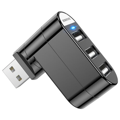 USB-разветвитель (HUB) Borofone DH3, 3 порта, USB 2.0, черный