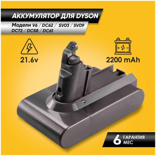 Аккумулятор для Dyson DC62 / V6 / SV03 / SV09 / DC58 / DC61 / V6 Animal Pro ( 21.6V, 2200mAh)
