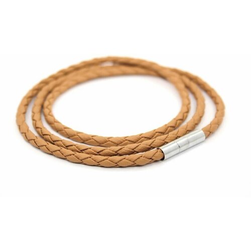 Плетеный браслет Handinsilver ( Посеребриручку ) Браслет плетеный кожаный с магнитной застежкой, размер 24 см, бежевый