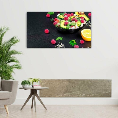 Картина на холсте 60x110 LinxOne "Салат из зелени проросших" интерьерная для дома / на стену / на кухню / с подрамником