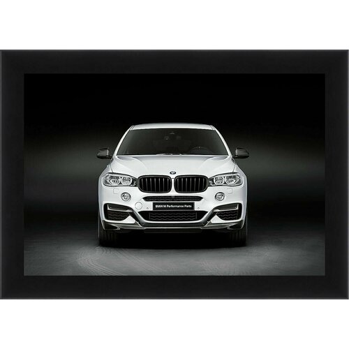 Плакат, постер на бумаге BMW X6 белый. Размер 30х42 см