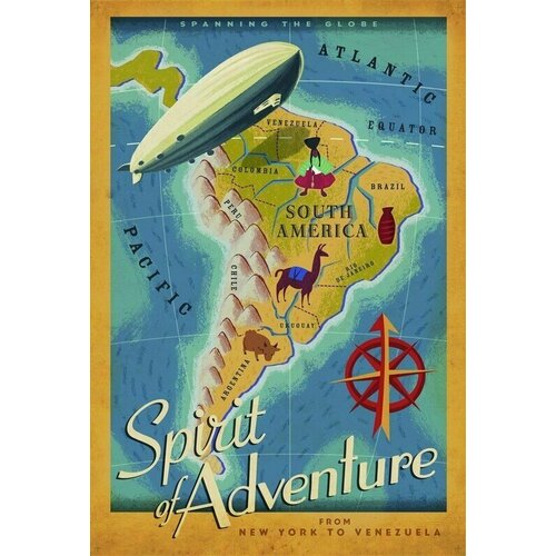 Плакат, постер на холсте Винтажная туристическая карта Северная Америка. Размер 21 х 30 см