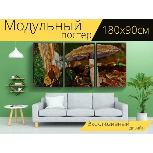 Модульный постер "Природа, лес, зонтик" 180 x 90 см. для интерьера