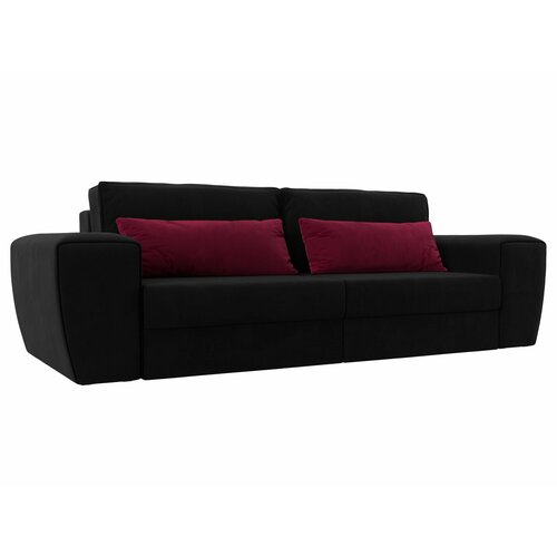 Прямой диван-кровать Лига-008, Микровельвет черный, бордовый