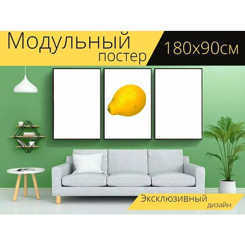 Модульный постер "Лимон, фрукты, свежие" 180 x 90 см. для интерьера