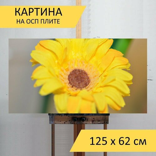 Картина на ОСП 125х62 см. "Цветок, завод, лепестки" горизонтальная, для интерьера, с креплениями